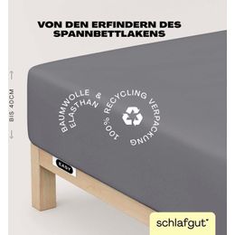 Spannbettlaken Schlafgut "EASY Jersey Elasthan Boxspring", grau (grau mid), 1 Stk., Jersey, 120-130x200-220 40cm, Jersey, Obermaterial: 95% Baumwolle, 5% Elasthan, Bettlaken, Spannbettlaken, MADE IN GREEN by OEKO-TEX