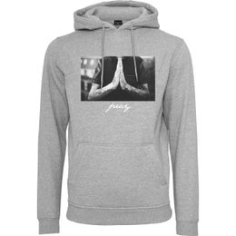 Rundhalspullover MisterTee "MisterTee Herren Pray Hoody", Herren, Gr. L, erdgrau, 65% Baumwolle, 35% Polyester, unifarben, normal, ohne Ausschnitt, Pullover Rundhalspullover