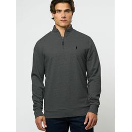 Rundhalspullover MCS "MCS sweatshirt with half-zip MCClement", Herren, Gr. L, dunkelgrau melange, Obermaterial: 100% Baumwolle, Pullover Rundhalspullover