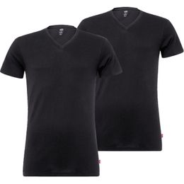Levi's T-Shirt LEVI'S, Herren, Gr. L, schwarz (jet schwarz), Single Jersey, Obermaterial: 95% Baumwolle, 5% Elasthan, unifarben, normal normal, V-Ausschnitt, Shirts T-Shirt, V-Ausschnitt, Kurzarm, Cotton-Mix, elastisch
