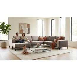 Wohnlandschaft OTTO HOME "OLAND U-Form, XXL, B: 342 cm, Skandi-Design", dunkelgrau, B:342cm H:85cm T:260cm, 100% Polyester, Sofas, Wohnlandschaft, Skandi-Design in Struktur, Flachgewebe, Luxus-Microfaser, Boucle