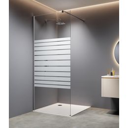 Walk-in-Dusche Welltime "Nassau Single", silberfarben, B:90cm H:195cm, Duschw&auml;nde, Walk-in-Dusche, 8mm Starke Scheibe mit Streifendekor