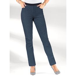 Schlupfjeans Inspirationen, Damen, Gr. 23, Kurzgr&ouml;&szlig;en, blau (dunkelblau, bedruckt), 78% Baumwolle, 20% Polyester, 2% Elasthan, unifarben, lang, Jeans Schlupfjeans