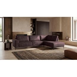 Ecksofa OTTO HOME "OLAND L-Form, B: 289 cm, Skandi-Design", braun (dunkelbraun), B:289cm H:85cm T:210cm, Struktur weich (100% Polyester);Luxus-Microfaser (100% Polyester);Webstoff (100% Polyester), Sofas, Ecksofa, Struktur, Flachgewebe, Luxus-Microfaser, Boucle