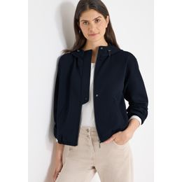 Blouson Cecil, Damen, Gr. S (38), universal blau, Web, Obermaterial: 50% Polyester, 43% Baumwolle, 7% Elasthan. Futter: 100% Polyester, unifarben, l&auml;ssig geschnitten h&uuml;ftlang, Rundhals, Jacken Blouson, mit verstellbarer Kapuze