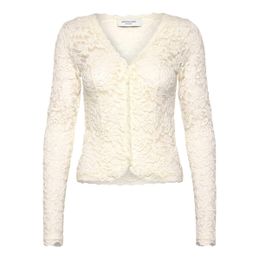 Strickjacke rosemunde "Delicia lace cardigan", Damen, Gr. L, wollwei&szlig;, Obermaterial: 50% Baumwolle, 48% Polyamid, 2% Elasthan, Strickjacken Strickjacke, traumhafte Jacke aus elastischer Baumwollspitze mit V-Ausschnitt