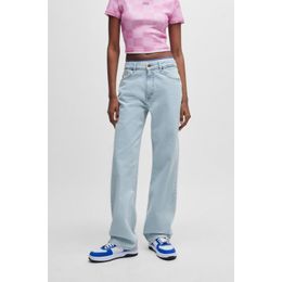 Straight-Jeans HUGO BLUE "Elyah", Damen, Gr. 27, L&auml;nge 32, turquoise, aqua 449, Denim/Jeans, Obermaterial: 99% Baumwolle, 1% Elasthan, unifarben, straight fit lang, Jeans Straight-Jeans, Mid Rise, extralang