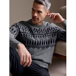 Strickpullover Lerros "Herren Strickpullover, skandinavisch inspiriert", Herren, Gr. 3XL, platinum grau melange, 88% Wolle, 12% Kaschmir, Rundhals, Pullover Strickpullover