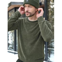 Strickpullover Lerros "Herren Strickpullover, weich wie Samt", Herren, Gr. XL, nordic olive, 82% Baumwolle, 18% Polyester, Rundhals, Pullover Strickpullover