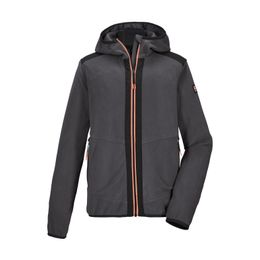 Fleecejacke Killtec "KOS 139 BYS FLC JCKT", Jungen, Gr. 176, anthrazit, Obermaterial: 100% Polyester;Obermaterial 2: 100% Polyester, Jacken Fleecejacke, Fleecejacke mit Colourblock, Kapuze, 2-Wege-Stretch