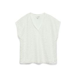 V&eacute;ro Moda Spitzenshirt VERO MODA "VMIRIS CROCHET V-NECK T-SHIRT JRS BTQ", Damen, Gr. S, cloud dancer, Jersey, Obermaterial: 100% Polyester, unifarben, bequem normal, tiefer V-Ausschnitt, Shirts Spitzenshirt