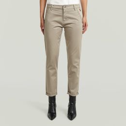 G-Star Raw Chinohose G-STAR "Kate Chino Boyfriend", Damen, Gr. 26, L&auml;nge 32, elephant skin, Web, Obermaterial: 97% Baumwolle, 3% Elasthan, unifarben, bequem lang, Hosen Chinohose