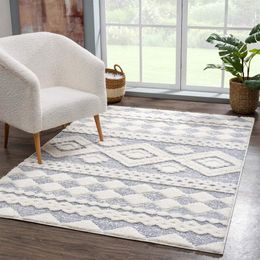 Hochflor-Teppich Carpet City "Focus 3005", grau, B:200cm H:20mm L:290cm, Polypropylen, Teppiche, Hochflor-Teppich, L&auml;ufer, Boho, Hochtief-Muster/ 3D-Effekt, f&uuml;r Wohnzimmer, Schlafzimmer
