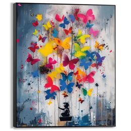Wandbild Reinders "Butterfly Balloon", bunt (farbe bild(er): mehrfarbig), B:40cm H:50cm T:3cm, Bilder, Wandbild, Kinderzimmer - Schmetterlinge - Kind - Mehrfarbig - MDF - Street Art