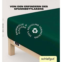 Spannbettlaken Schlafgut "EASY Jersey Elasthan Boxspring", gr&uuml;n (gr&uuml;n deep), 1 Stk., Jersey, 120-130x200-220 40cm, Jersey, Obermaterial: 95% Baumwolle, 5% Elasthan, Bettlaken, Spannbettlaken, MADE IN GREEN by OEKO-TEX