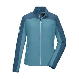 Strickjacke Killtec "KOS 71 WMN FLX JCKT", Damen, Gr. 46, blau, Obermaterial: 100% Polyester, Strickjacken Strickjacke, Colourblock Powerstretchjacke mit Zipper-Taschen und Kinnschutz