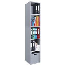 B&uuml;cherregal Vcm "Holz B&uuml;ro Regal B&uuml;cher Ordner Aktenregal Lona l 5f", grau, B:35cm T:37cm, Regale, B&uuml;cherregal
