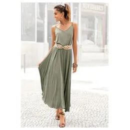 Maxikleid Buffalo, Damen, Gr. 42, N-Gr, gr&uuml;n (khaki), Jersey, Obermaterial: 100% Viskose, unifarben, figurumspielend bodenlang, V-Ausschnitt, Kleider Maxikleid, aus Jersey in weiter Form, leichtes Sommerkleid, Strandkleid, Basic