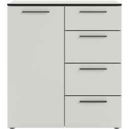 Kommode MANJANA M&Ouml;BEL "mit Schwarz matten Metallgriffen in verschiedenen Ausf&uuml;hrungen", pastellwei&szlig;, metall schwarz matt, B:90cm H:99,8cm T:40cm, Holzwerkstoff, Metall, Sideboards, Kommode, mit Soft-Close-Funktion, mit melaminbeschichteter Oberfl&auml;che