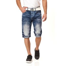 Cipo & Baxx Jeansbermudas CIPO & BAXX, Herren, Gr. 38, N-Gr, blau, Denim/Jeans, Obermaterial: 100% Baumwolle, Abriebeffekte, regular fit knielang, Jeans Jeansbermudas, Baumwolle, regular fit