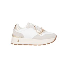 Patrizia Pepe Leder-Sneakers in Wei&szlig;/ Creme/ Gold - 56% | Gr&ouml;&szlig;e 40 | Damen-sneakers
