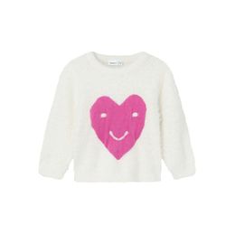 name it Pullover "Nelise" in Wei&szlig;/ Pink - 44% | Gr&ouml;&szlig;e 92 | Kinder-pullover
