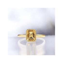 CARATELLI Gold-Ring "Classy" mit Citrin - 75% | Gr&ouml;&szlig;e 58 | Schmuck