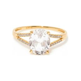 CARATELLI Gold-Ring "Miri" mit Diamanten und Edelstein - 70% | Gr&ouml;&szlig;e 56 | Schmuck