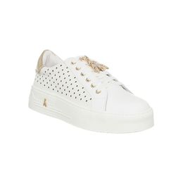 Patrizia Pepe Leder-Sneakers in Wei&szlig;/ Gold - 58% | Gr&ouml;&szlig;e 38 | Damen-sneakers