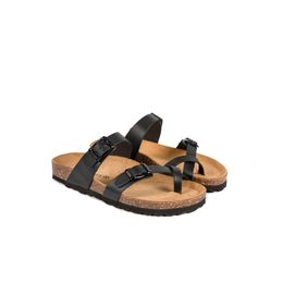 BABUNKERS Family Leder-Zehentrenner in Schwarz - 66% | Gr&ouml;&szlig;e 36 | Damen-sandalen