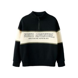name it Sweatshirt "Poborde" in Schwarz/ Beige - 47% | Gr&ouml;&szlig;e 122/128 | Kinder-sweatshirts-jacken