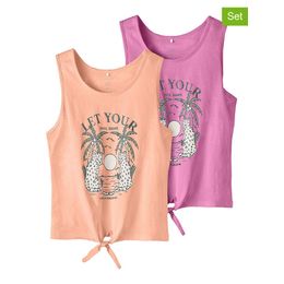 name it 2er-Set: Tops in Orange/ Pink - 46% | Gr&ouml;&szlig;e 116 | Kinder-oberteile