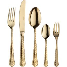 Pinti Inox PINTINOX Besteck-Set &raquo;Settecento Treasur Gold TXT&laquo; gel&auml;serter Griff, gl&auml;nzend goldfarben gold Edelstahl 18/10