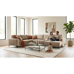 OTTO home Wohnlandschaft &raquo;OLAND U-Form, XXL, B: 342 cm, Skandi-Design&laquo; Skandi-Design in Struktur, Flachgewebe, Luxus-Microfaser, Boucle beige 100% 