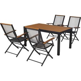 Merxx Garten-Essgruppe &raquo;Itanos&laquo; Set, 5 tlg. inkl. 4 Klappsessel, 1 Tisch Aluminium, Kunststoff