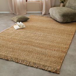 Teppich &raquo;Dhurry&laquo; rechteckig 12 mm H&ouml;he handgewebt, robust, strapazierf&auml;hig, Jute, Natur, Wohnzimmer beige Jute