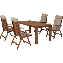 Merxx Garten-Essgruppe &raquo;Paraiba&laquo; Set, 9 tlg. inkl. 4 Klappsessel, 4 Auflagen, 1 Tisch FSC -zertifiziertes teilmassives Holz