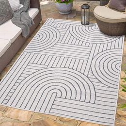 Carpet City Outdoorteppich &raquo;DUO RUG 5842&laquo; rechteckig 5 mm H&ouml;he Wendeteppich Wetterfest In- & Outdoor, Balkon, Terrasse, Wohnzimmer grau Obermaterial: 100% 