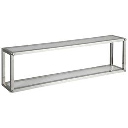 Wandregal, Wei&szlig;, Edelstahl, Metall, Glas, 78x22x14 cm, Wohnzimmer, Regale, Wandregale