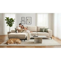 OTTO home Ecksofa &raquo;Polsterecke Oland, Struktur, Flachgewebe, Luxus-Microfaser, Boucle&laquo; L-Form, 280 cm, Wellenunterfederung, Skandi-Design, Metallf&uuml;&szlig;e 