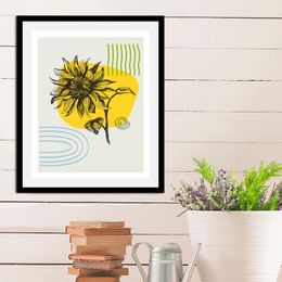 queence Bild &raquo;Sunflower&laquo; Abstrakt Blumen Figuren Kunst Pflanzen Pflanzenbilder 1 Stk. tlg. gerahmt bunt Acrylglas, Holz, Papier
