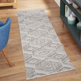 Carpet City Teppich &raquo;LINDO 8875&laquo; rechteckig 11 mm H&ouml;he Kurzflor, Hochtief-Muster/ 3D-Effekt, Fransen, Boho-Stil, Wohnzimmer orange Obermaterial: 100% Polyester