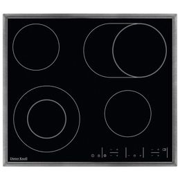 Dieter Knoll Collection Dieter Knoll Glaskeramikkochfeld, Schwarz, Edelstahl, Metall, Glas, 57.6x50.6 cm, Kindersicherung, Restw&auml;rmeanzeige je Kochzone, Kurzzeitwecker, Edelstahlrahmen, Ankoch-Elektronik, K&uuml;chen, K&uuml;chenelektroger&auml;te, Kochfelder, Glaskeramik-Kochfelder