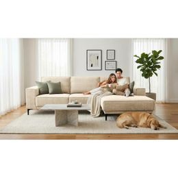 OTTO home Ecksofa &raquo;Polsterecke Oland, Struktur, Flachgewebe, Luxus-Microfaser, Boucle&laquo; L-Form, 280 cm, Wellenunterfederung, Skandi-Design, Metallf&uuml;&szlig;e 