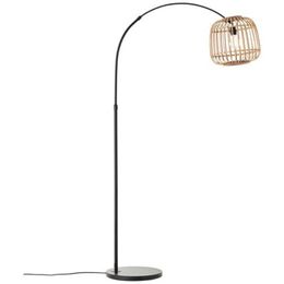 Brilliant Bogenlampe &raquo;Nikka&laquo; E27 1 Stk. mit Rattan-Schirm, 171 cm H&ouml;he, E27, Metall/Rattan, schwarz/natur schwarz