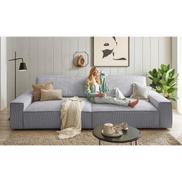Home Affaire Big-Sofa &raquo;NEU: SHERWOOD XXL, Big-Sofa (316cm), extra tiefe Sitzfl&auml;che 95 cm&laquo; bequemer Sitzkomfort, Cord u. Leinenoptik, Kedernaht grau 