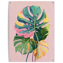 Reinders Poster &raquo;Summer Leafs&laquo; Garten - Monstera - Mehrfarbig - Leinwand - Blumen und Pflanzen bunt