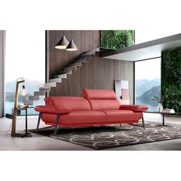 Egoitaliano 2,5-Sitzer &raquo;Anais, Designsofa mit erstklassigem Sitzkomfort, Fu&szlig;farbe schattengrau&laquo; Kopfteil verstellbar, 232 cm, Leder NUVOLE, rot rot Leder &raquo;NUVOLE&laquo;