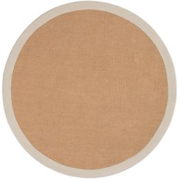 CarpetFine Sisalteppich &raquo;Sisal&laquo; rund 5 mm H&ouml;he mit farbiger Bord&uuml;re, Anti-Rutsch R&uuml;ckseite beige Sisal