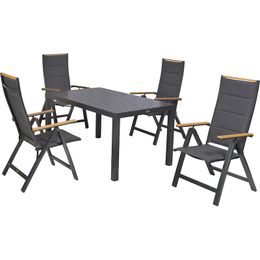 Merxx Garten-Essgruppe &raquo;Verona&laquo; Set, 5 tlg. inkl. 4 Klappsessel, 1 Tisch Aluminium, Kunststoff, Polyester